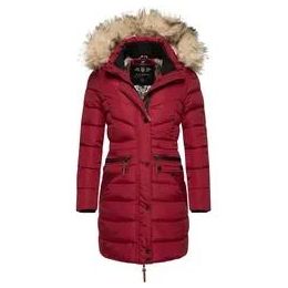 Steppmantel Navahoo "Paula", Damen, Gr. M (38), rot (erdrot), Oberstoff: 100% Polyester, Futter: 100% Polyester, Wattierung: 100% Polyester, Ärmelfutter: 100% Polyester, Kunstpelz: 90% Polyacryl, 10% Polyester, figurbetont ca. Mitte Oberschenkel, hoch geschlossener Ausschnitt, Ärmel ohne Ärmelschlitz Rippstrickbündchen, Mäntel, stylischer Winter Parka m. edlem Fellimitat, Topseller