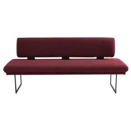 K+w Komfort & Wohnen Polsterbank K+W KOMFORT & WOHNEN "Longbeach", rot (bordeaux), B:204cm H:89cm T:71cm, Sitzbänke, mit Metallkufen in schwarz Struktur, in der Breite 204cm oder 224cm