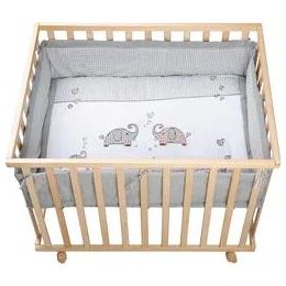 Laufgitter Roba "Jumbotwins grau, 100x75 cm", Baby, beige (natur), Laufställe, mit Stoffeinlage und Nestchen