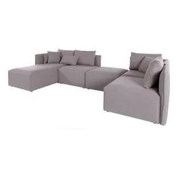 Wohnlandschaft Andas "Nöre U-Form", grau (mittelgrau), B:340cm H:74cm T:172cm, Struktur fein (100% Polyester);Struktur (100% Polypropylene);Webstoff (100% Polyester);Samtoptik (100% Polyester);Luxus-Microfaser Lederoptik (100% Polyester);Baumwoll-/Leinenmix (60% Baumwolle/40% Leinen), Sofas, 5 Teile, in vielen Bezugsqualitäten und Farben s. auch "Nöre"