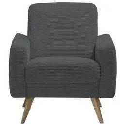 Sessel exxpo - SOFA FASHION "Samso, Loungesessel", grau (anthrazit), B:82cm H:87cm T:80cm, 100% PES, Sessel, Einzelsessel, elegant und bequem, aktueller Cord Bezug