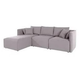 Ecksofa Andas "Nöre L-Form", grau (mittelgrau), B:262cm H:74cm T:172cm, Samtoptik (100% Polyester);Struktur (100% Polypropylene);Webstoff (100% Polyester);Struktur fein (100% Polyester);Luxus-Microfaser Lederoptik (100% Polyester);Baumwoll-/Leinenmix (60% Baumwolle/40% Leinen), Sofas, 3 Teile, in vielen Bezugsqualitäten und Farben. Modulteile s. "Nöre"