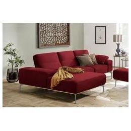 Ecksofa W.Schillig "run, Designsofa mit tollem Sitzkomfort, bequem, L-Form", rot (light brick w82), B:279cm H:88cm T:178cm, Longlife Xtra-Leder Z73: Naturwalkleder der Luxusklasse aus den erlesensten Rohhäuten. Hautstärke 1, 1 – 1, 3 mm;ROHLEDER Jacquard-Flachgewebe Q2 W60 (63% Polyester, 37% Polyacryl);ROHLEDER Chenille-Flachgewebe Q2 W77 (68% Polyacryl, 32% Polyester);Stoff S37 (100% Polyester),