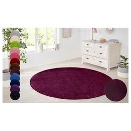 Teppich Hanse Home "Shashi" Gr. 10, lila (brombeer), H:8,5mm Ø:200cm, Kunstfaser, Teppiche, Kurzflor, Unifarben, Teppich, Weich, Esszimmer, Kinderzimmer, Flur