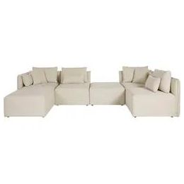 Wohnlandschaft Andas "Nöre U-Form", beige (natur), B:340cm H:74cm T:172cm, Struktur fein (100% Polyester);Struktur (100% Polypropylene);Webstoff (100% Polyester);Samtoptik (100% Polyester);Luxus-Microfaser Lederoptik (100% Polyester);Baumwoll-/Leinenmix (60% Baumwolle/40% Leinen), Sofas, 5 Teile, in vielen Bezugsqualitäten und Farben s. auch "Nöre"