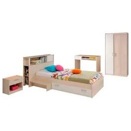 Jugendzimmer-Set Parisot "Charly", weiß (akaziefarben, weiß), Setmit 2-türigem Kleiderschrank, Setmit 2-türigem Kleiderschrank, Schlafzimmermöbel-Sets