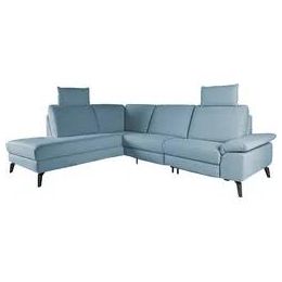Ecksofa Alina, blau (hellblau gba 6), B:243cm H:118cm T:210cm, Struktur GBA (100% Polyester), Sofas, inkl. Kopfstützen, wahlweise mit Relaxfunktion, Breite: 243 cm