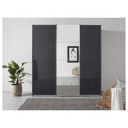 Schwebetürenschrank Rauch "Kleiderschrank Schrank Garderobe TOPSELLER OTELI inkl. Inneneinteilung", grau (graumetallic, hochglanz effektgrau), B:203cm H:210cm T:62cm, Holzwerkstoff, Schränke, mit 3 Innenschubladen sowie zusätzlichen Einlegeböden MADE IN GERMANY, Topseller