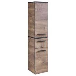 Schrankmodule SAPHIR "Quickset 374 Badschrank, 30 cm breit, 2 Türen, 1 Schublade", braun (eiche ribbeck quer nachbildung), B:30cm H:142cm T:32,5cm, Spanplatte, Schränke, Bad-Hochschrank, 3 Einlegeböden, inkl. Türdämpfer, Eiche Ribbeck quer Nachbildung