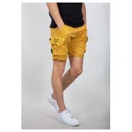 Shorts Alpha Industries "Crew Short Patch", Herren, Gr. 32, Normalgrößen, gelb (wheat), Obermaterial: 98% Baumwolle, 2% Elastan; Futter: 100% Baumwolle, Hosen