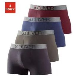 Boxer s.Oliver "Boxershorts f&uuml;r Herren", Damen, Gr. XL, 4 Stk., bunt (bordeaux, marine, khaki, anthrazit), Jersey, Obermaterial: 92% Baumwolle, 8% Elasthan (LYCRA), unifarben, k&ouml;rpernah, Unterhosen, mit kontrastfarbenem Webbund, Topseller
