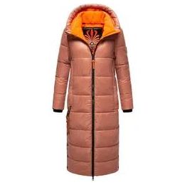 Steppmantel Navahoo "Schmuseengel", Damen, Gr. XL (42), orange (terrakotta), Oberstoff: 100% Nylon, Futter: 100% Polyester, Wattierung: 100% Polyester, Ärmelfutter: 100% Polyester, gerade wadenlang, Ärmel ohne Ärmelschlitz Rippstrickbündchen mit Windstopper, Mäntel, warm gefütterte Winter Steppjacke mit Kontrastdetails