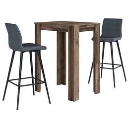 Bargruppe ByLiving "Essgruppe Nele, Stühle Simone", schwarz (oldnavy, anthraz, anthrazit, schwarz), B:60cm H:104cm T:51cm, FSC-zertifizierter Holzwerkstoff, Sitzmöbel-Sets, Essgruppe Bartisch, Barhocker, Bartisch