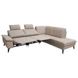 Ecksofa Alina, beige (beige gba 2), B:243cm H:118cm T:210cm, Struktur GBA (100% Polyester), Sofas, inkl. Kopfstützen, wahlweise mit Relaxfunktion, Breite: 243 cm