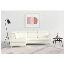 Sit & More Ecksofa SIT & MORE "Arngast L-Form", weiß (reinweiß), B:245cm H:84cm T:194cm, Sofas, inklusive Kopfteilverstellung und Federkern