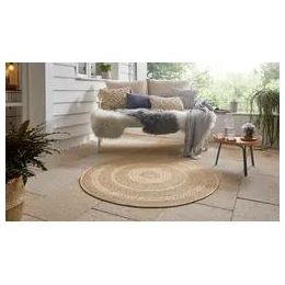 Teppich NORTHRUGS "Almendro" Gr. 10, beige (beige, braun), H:6mm Ø:160cm, Polypropylen (PP), Teppiche, Sisal Optik, Robust, Pflegeleicht, Flachgewebe
