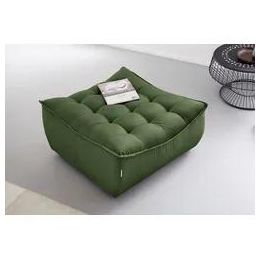 Hocker Calia italia "Banjo, Designhocker in toller Optik und erstklassigem Sitzkomfort", grün (muschio), B:81 H:42 T:87, Luxus-Microfaser Selfie (100% Polyester), Hocker, in Kombination mit den passenden Modulen ein Blickfang im Wohnzimmer
