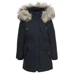 Winterjacke KIDS Only "KOGIRIS FUR PARKA OTW", Mädchen, Gr. 140, blau (night sky), Web, Obermaterial: 100% Polyester, unifarben, bequem Po-bedeckend, mit Windstopper, Jacken
