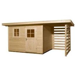 Gartenhaus Weka "170 A Gr.3, 28 mm, natur Holzlagerplatz 150 cm", beige (naturbelassen), Fußboden im Gartenhaus, ohne Rück- und Seitenwand, ohne Dacheindeckung, Holzwerkstoff, Gartenhäuser