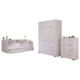 Jugendzimmer-Set Parisot "Sleep 41", weiß, B:113cm H:82cm T:203cm, Spanplatte, Schlafzimmermöbel-Sets, Rückwände der Fächer am Bett drehbar