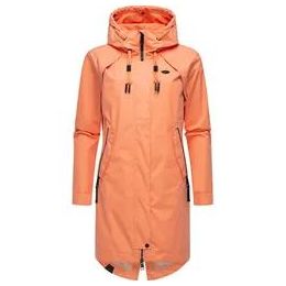 Jerseymantel Ragwear "Rejany", Damen, Gr. M (38), orange (pfirsich), Obermaterial: 100% Polyester, Futter: 100% Polyester, Modisch, loose fit knieumspielend, hoch geschlossener Ausschnitt, Ärmel ohne Ärmelschlitz Umschlagbund mit Druckknopf,verstellbar, Mäntel, Wasserdichter Damen Parka für die Übergangszeit