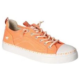 Slip-On Sneaker Mustang SHOES, Damen, Gr. 39, orange, Textil, Schuhe, Slipper, Schlupfschuh, Freizeitschuh mit farbiger Sohleneinfassung