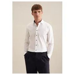 Businesshemd Seidensticker "Schwarze Rose", Herren, Gr. XL (44), normale Ärmellängen, weiß, 100% Baumwolle, unifarben, slim fit, 2-Knopf-Manschette, Hemden, Slim 1/1 Kentkragen Uni