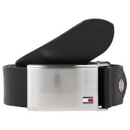 Koppelgürtel Tommy Hilfiger "Plaque Belt 3,5 cm", Damen, Gr. 90, schwarz, Leder, unifarben, Basic,festlich, Gürtel, individuell verstellbare Schnalle