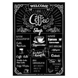Wandtattoo Komar "Coffeeshop - Größe 50 x 70 cm", schwarz (schwarz, weiß), B:50cm H:70cm, Folie, Wandtattoos, selbstklebend, Wandsticker