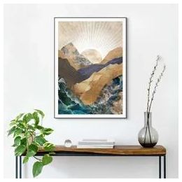 Bild mit Rahmen Reinders "Autumn Mountains", blau (farbe bild(er): blau), B:50cm H:70cm T:1,6cm, Holzwerkstoff, Bilder