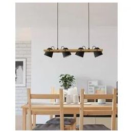 Eglo Hängeleuchte "HORNWOOD-Z", braun (schwarz, braun), 4, Ø 0cm H: 110cm, 1 Stk., Leuchten, FSCM70HB, ZigBee, App und Sprachsteuerung Alexa, RGB, dimmbar