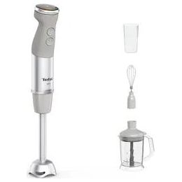 Tefal Stabmixer "HB67MB Quickchef+ 3-in-1 XL", grau (edelstahl, grau), B:15,9cm H:30,1cm T:28,7cm, Mixer, Zerkleinerer/Schneebesen, 5-in-1-Aufsatz, Silence-Modus