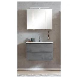 Badmöbel-Set Welltime "Sölden", grau (oxid beton), B:80cm H:200cm T:47cm, MDF, Kastenmöbel-Sets