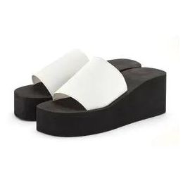 Badepantolette Venice Beach, Damen, Gr. 42, schwarz-weiß (weiß), Obermaterial: 100% Elasthan. Futter: 100% Textilmaterial. Decksohle: 100% Synthetik. Laufsohle: 100% Synthetik, mehrfarbig, Casual, Schuhe Pantolette, Pantolette, Mule, Sandale, offener Schuh VEGAN