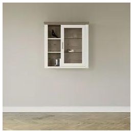 Hängeschrank "York", weiß (weiß, eiche hell), B:105cm H:106cm T:42cm, SET ONE BY Musterring, Schränke, Typ 21, mit Glastür, offene Fächer, Beleuchtung optional, B 105 cm