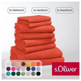 Handtuch Set s.Oliver "s.Oliver, Premium Qualität, 600 gr/m2", rot, 8 Stk., Walkfrottier, Obermaterial: 100% Baumwolle, Handtuch-Sets, 2 Gästetücher 30x50, 4 Handtücher 50x100, 2 Duschtücher 70x140