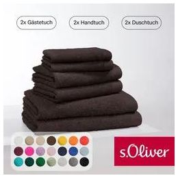Handtuch Set s.Oliver "s.Oliver, Premium Qualität, 600 gr/m2", braun, 6 Stk., Walkfrottier, Obermaterial: 100% Baumwolle, Handtuch-Sets, 2 Gästetücher 30x50, 2 Handtücher 50x100, 2 Duschtücher 70x140