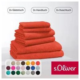 Handtuch Set s.Oliver "s.Oliver, Premium Qualit&auml;t, 600 gr/m2", rot, 6 Stk., Walkfrottier, Walkfrottier, Obermaterial: 100% Baumwolle, Handtuch-Sets, 2 G&auml;stet&uuml;cher 30x50, 2 Handt&uuml;cher 50x100, 2 Duscht&uuml;cher 70x140