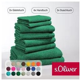 Handtuch Set s.Oliver "s.Oliver, Premium Qualität, 600 gr/m2", grün, 8 Stk., Walkfrottier, Obermaterial: 100% Baumwolle, Handtuch-Sets, 2 Gästetücher 30x50, 4 Handtücher 50x100, 2 Duschtücher 70x140