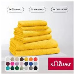Handtuch Set s.Oliver "s.Oliver, Premium Qualität, 600 gr/m2", gelb, 6 Stk., Walkfrottier, Obermaterial: 100% Baumwolle, Handtuch-Sets, 2 Gästetücher 30x50, 2 Handtücher 50x100, 2 Duschtücher 70x140