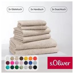 Handtuch Set s.Oliver "s.Oliver, Premium Qualität, 600 gr/m2", beige (natur), 6 Stk., Walkfrottier, Obermaterial: 100% Baumwolle, Handtuch-Sets, 2 Gästetücher 30x50, 2 Handtücher 50x100, 2 Duschtücher 70x140