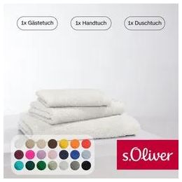 Handtuch Set s.Oliver "s.Oliver, Premium Qualität, 600 gr/m2", beige (ecru), 3 Stk., Walkfrottier, Obermaterial: 100% Baumwolle, Handtuch-Sets, 1 Gästetuch 30x50 cm, 1 Handtuch 50x100 cm, 1 Duschtuch 70x140 cm