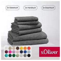Handtuch Set s.Oliver "s.Oliver, Premium Qualität, 600 gr/m2", grau, 6 Stk., Walkfrottier, Obermaterial: 100% Baumwolle, Handtuch-Sets, 2 Gästetücher 30x50, 2 Handtücher 50x100, 2 Duschtücher 70x140