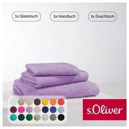 Handtuch Set s.Oliver "s.Oliver, Premium Qualität, 600 gr/m2", lila, 3 Stk., Walkfrottier, Obermaterial: 100% Baumwolle, Handtuch-Sets, 1 Gästetuch 30x50 cm, 1 Handtuch 50x100 cm, 1 Duschtuch 70x140 cm