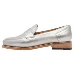 Loafer Henry Stevens "Lee PL", Damen, Gr. 38,5, silber, Leder, Schuhe