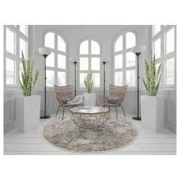Teppich OCI DIE TEPPICHMARKE "BESTSELLER CAVA", bunt (multi), H:8mm Ø:160cm, Viskose, Teppiche, Fransenteppich, Glanz Viskose, Hoch Tief Struktur, mit Fransen, Wohnzimmer