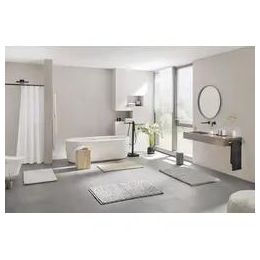 Badematte Kleine Wolke "Avera", grau (schiefer), H:50mm, Baumwolle, Polyester, Badematten, Badteppich, Uni Farben, handgewebt, quadratisch & rechteckig