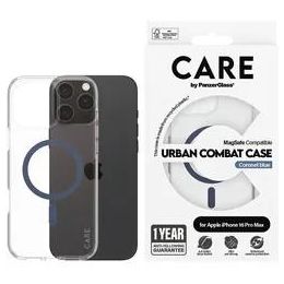 CARE BY PANZERGLASS Handyhülle "Urban Combat Case für Apple iPhone 16 Pro Max", blau (blau, transparent), B:11cm H:1,8cm T:19,5cm, Hüllen, Backcover, Schutzhülle, Handyschutzhülle, Case, Schutzcase, stoßfest