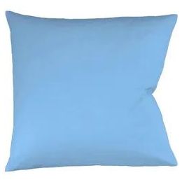 Kissenbezug Fleuresse "Colours Mako Satin, 100% Baumwolle, mit Reißverschluss", blau (mittelblau), B:40cm L:40cm, Mako-Satin, Mako-Satin, Kissenbezüge, Mako Satin, glänzend, glatt, Premium Qualität