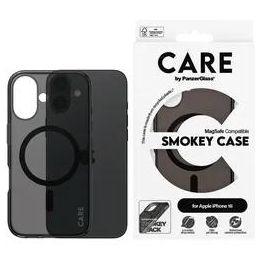 CARE BY PANZERGLASS Handyhülle "Smokey Case für Apple iPhone 16", schwarz (transparent, schwarz), B:11cm H:2cm T:19,5cm, Hüllen, Backcover, Schutzhülle, Handyschutzhülle, Case, Schutzcase, stoßfest